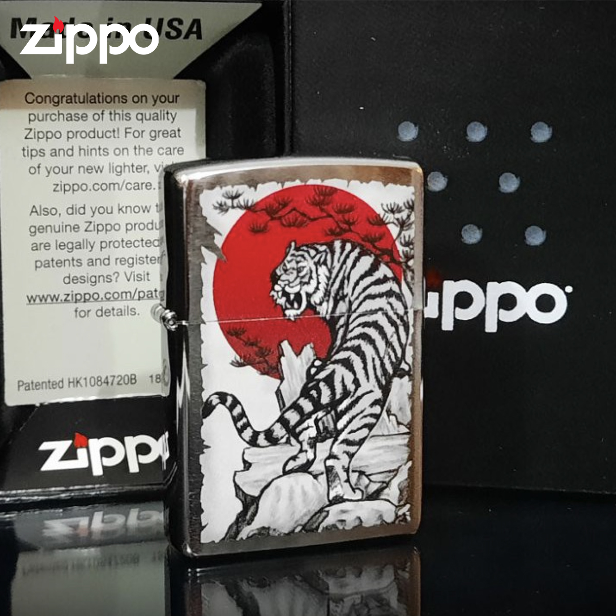 Zippo Asian Tiger Design Brushed Chrome Pocket Lighter Zippo 29889 ...
