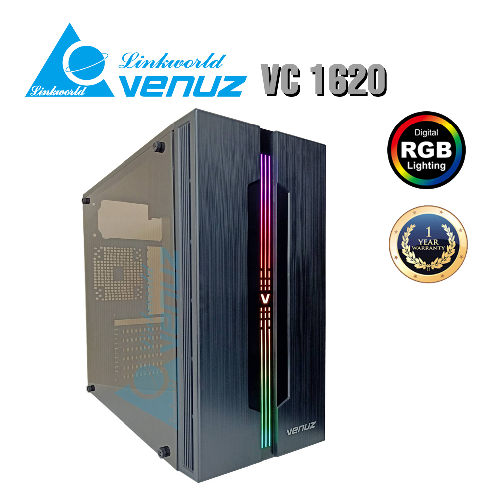 VENUZ Acrylic Side ATX Computer Case VC 1620 with RGB LED Lighting ...