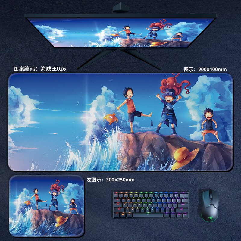 Anime One Piece Large Mouse Pads Zoro Luffy Ace Hancock Nico Uta Robin ...