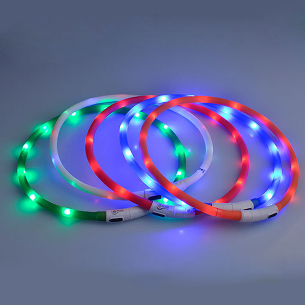 USB Rechargeable LED Flashing Light Band Glow Belt Pet Dog Puppy Safety ...