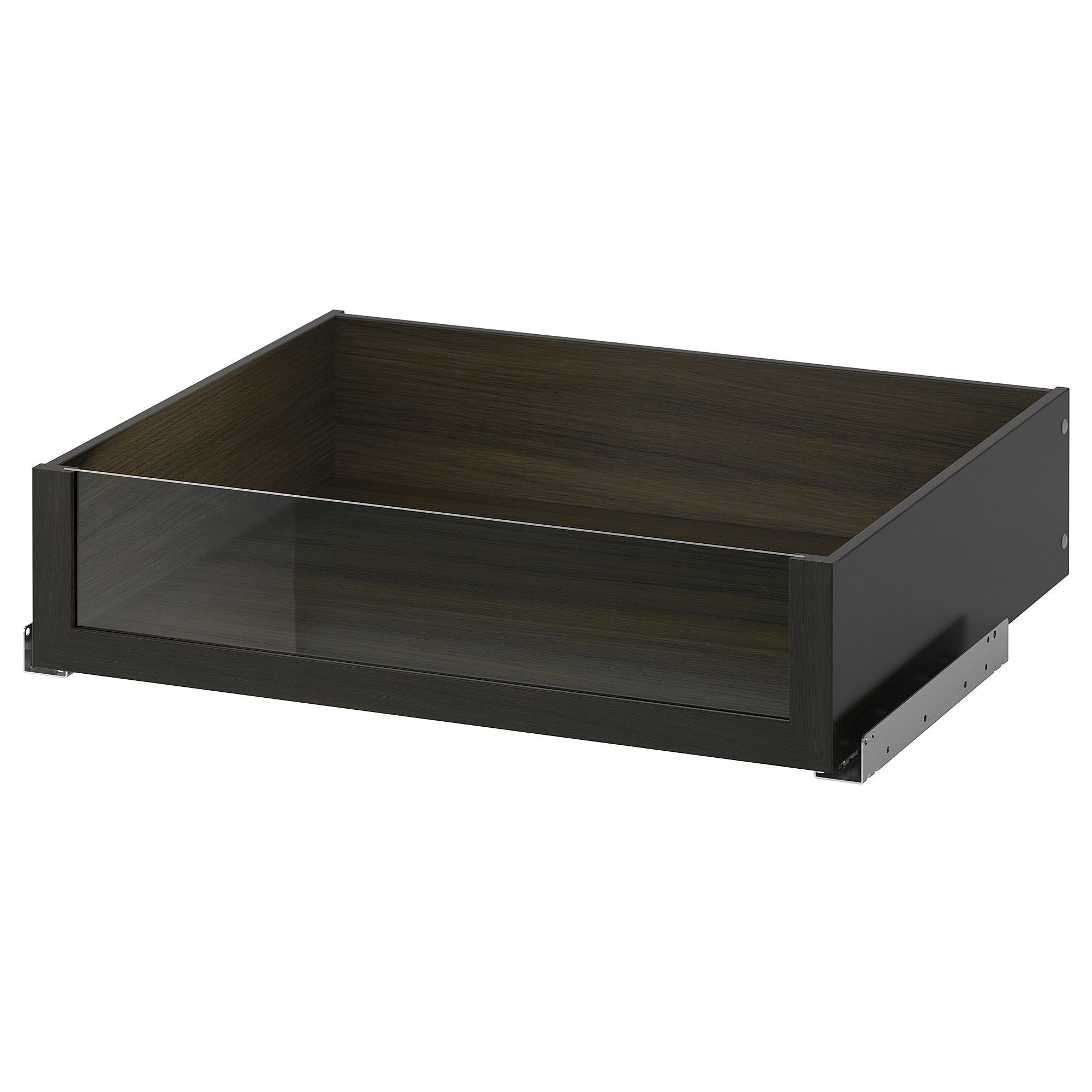 KOMPLEMENT Drawer with glass front, black-brown - Melyssa - ThaiPick