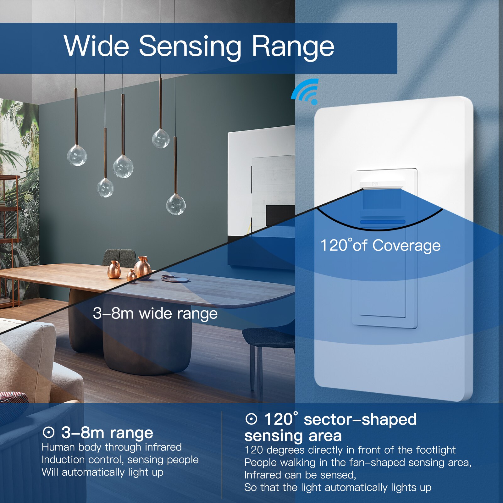 MOES Tuya Smart WiFi PIR Motion Sensor Light Switch Single Pole US ...