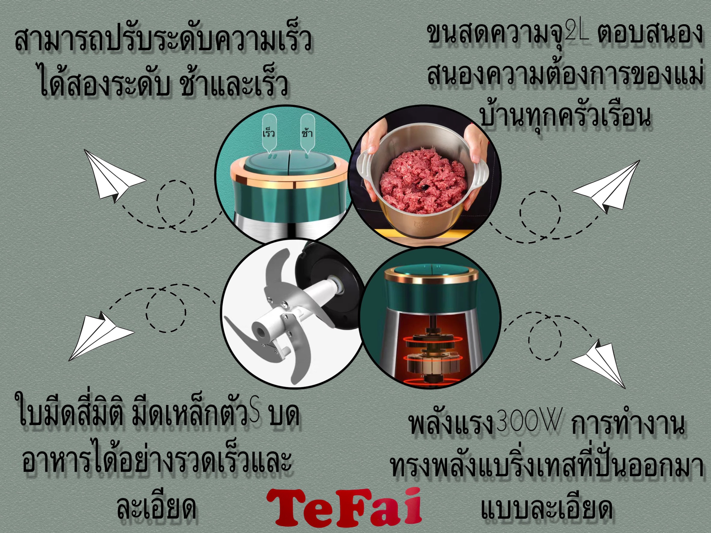 เครื่องปั่นอเนกประสงค์ บด สับ ปั่น ไฟฟ้า เครื่องปั่นกระเทียม เครื่องบดเนื้อ เครื่องปั่นผักผลไม้ ...