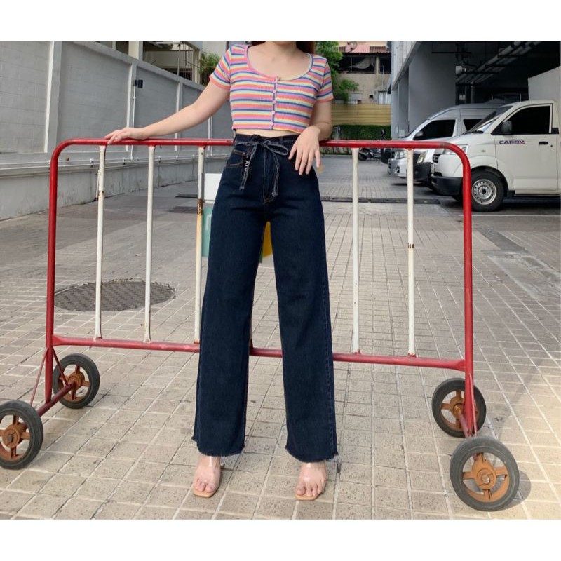 atom jeans กางเกงยีนส์เอวสูงทรงกระบอก รุ่นผูกโบว์ ผ้านิ่มเหมือนเดิมจ้า ...