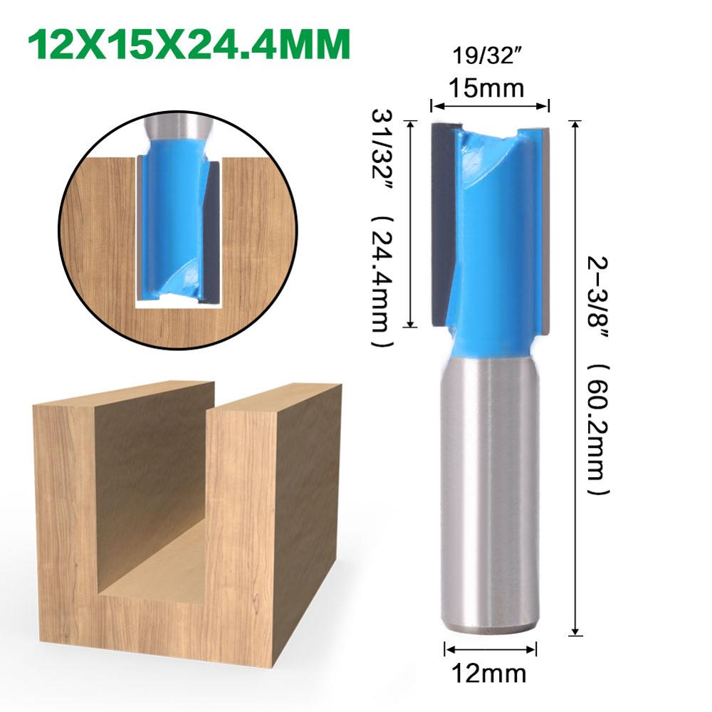 1 pcs 12mm Shank 2 ขลุ่ยตรงบิตงานไม้เครื่องมือ Router Bit สำหรับไม้ ...