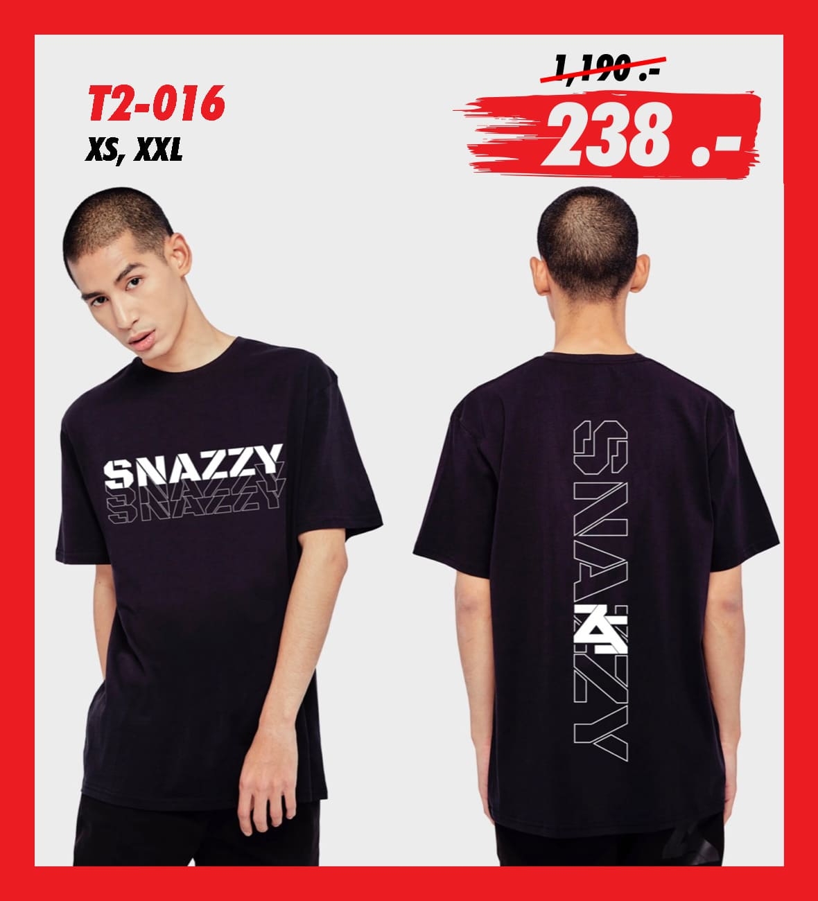 เสื้อยืด SNAZZY Black Vertical ZZ T-Shirt - Snazzy Wear - ThaiPick