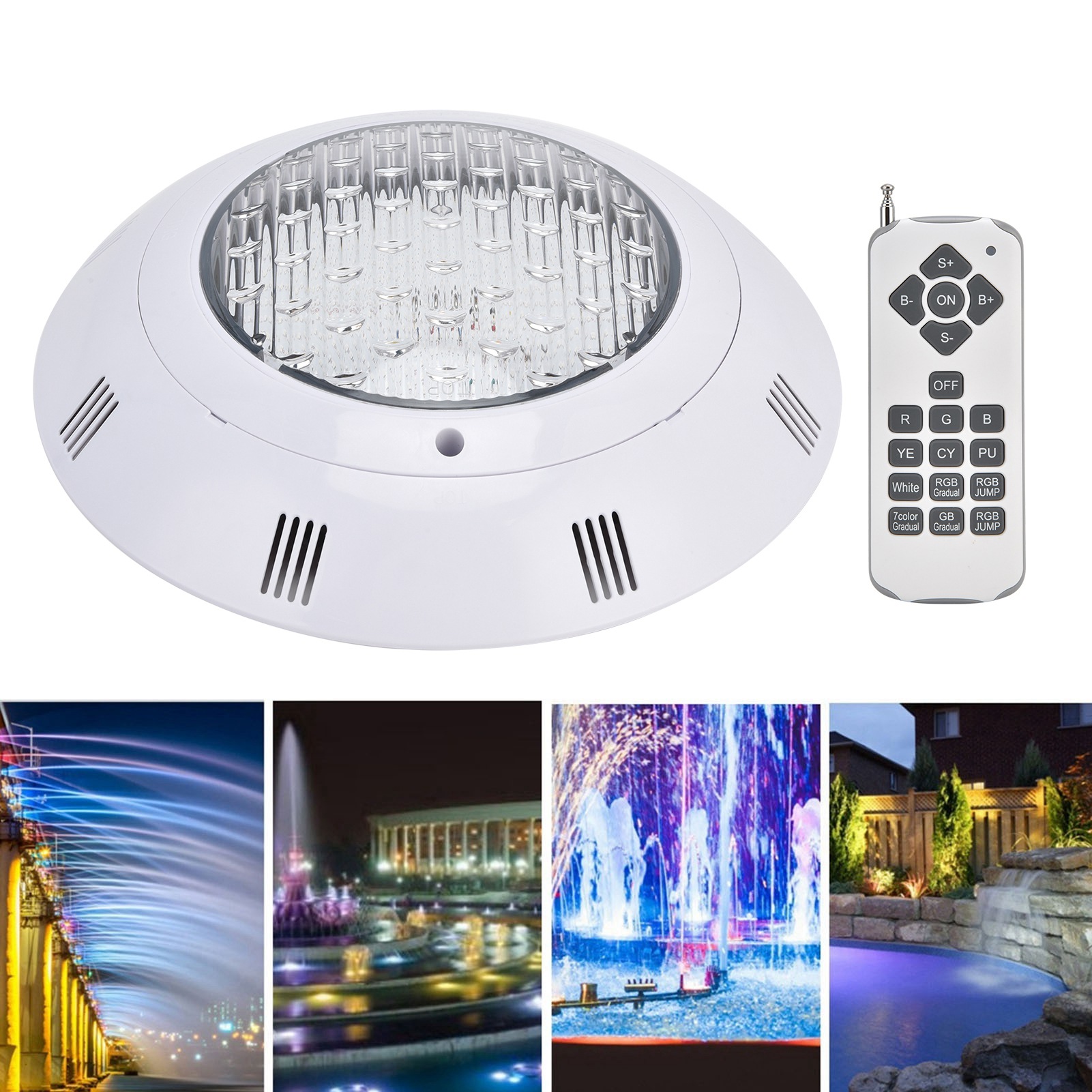 Waterproof LED Swimming Pool Light Wall‑Mounted RGB 18 Key Remote Control Underwater Light AC12 ...