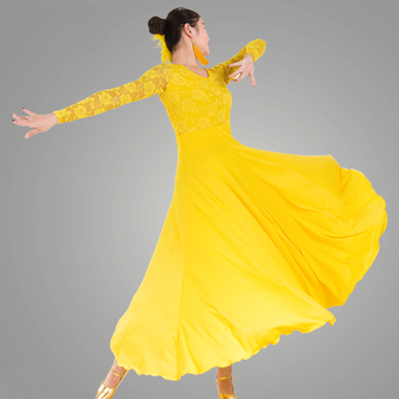 women's national standard dance modern dance waltz costume solid color ...