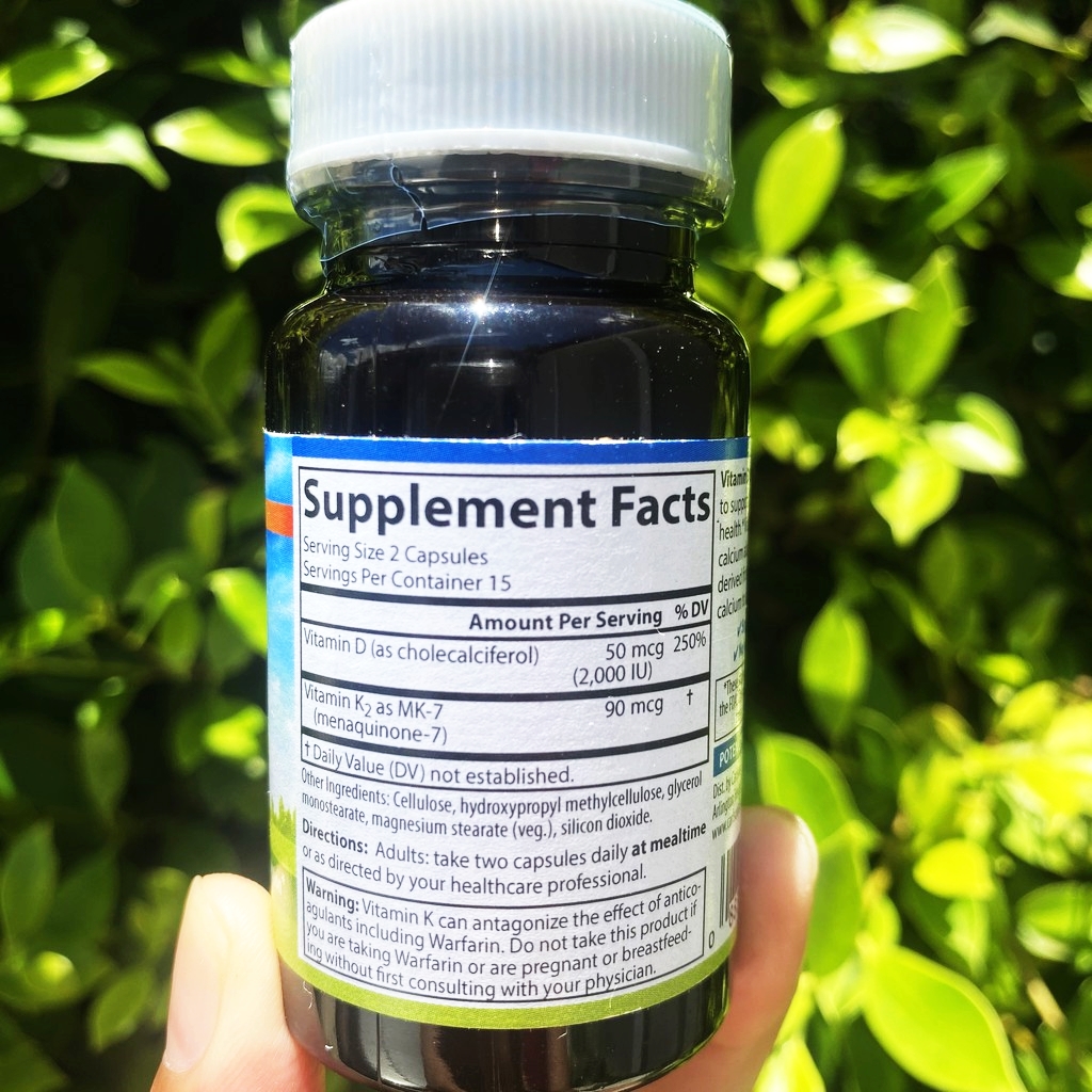 Vitamin D3: 2000iu + K2 (as MK-7) 90mcg 30 VegCap (Carlson®) D-3 ...