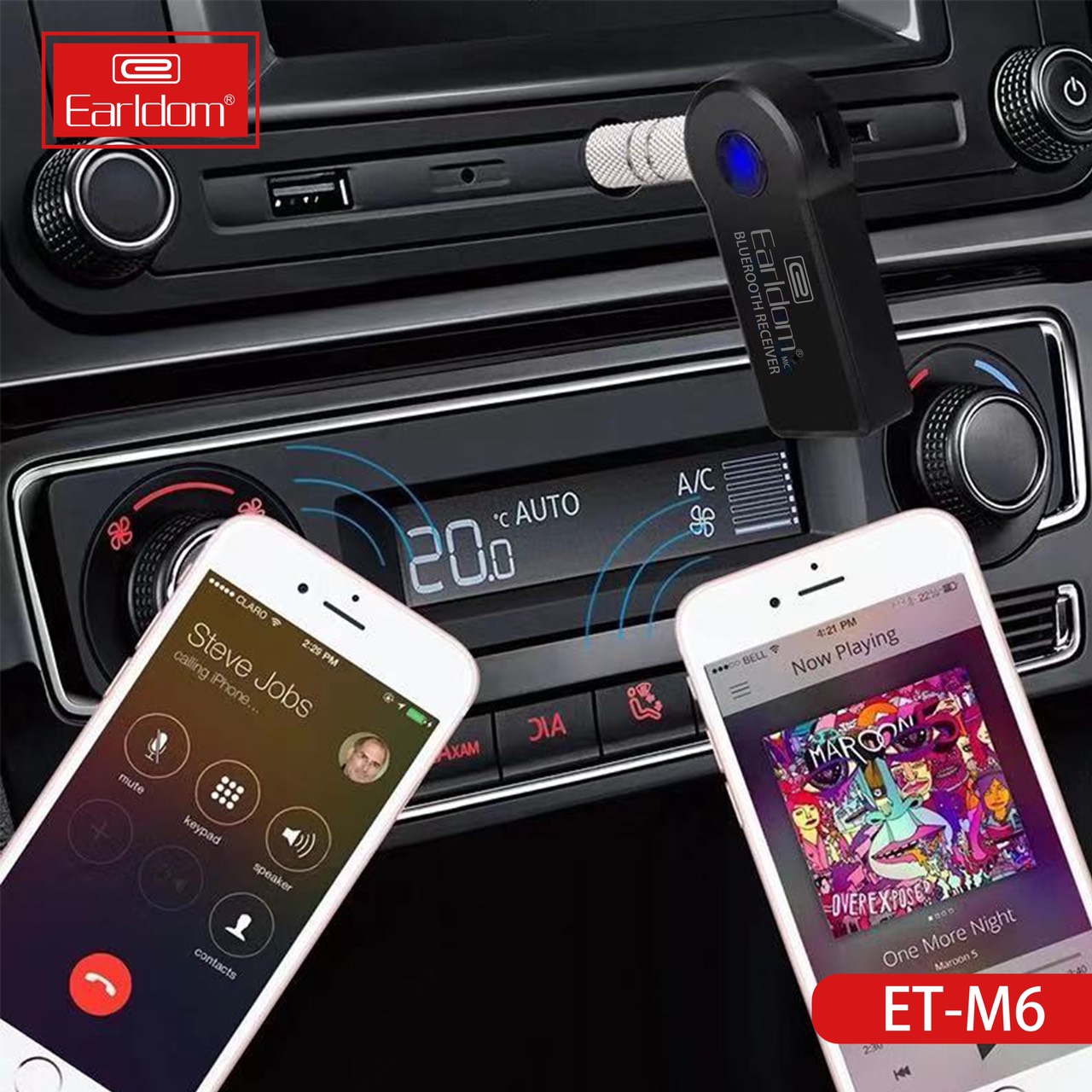 Earldom M6 Car Bluetooth อุปกรณ์รับสัญญาณบลูทูธ BluetoothReceiver Aux 3.5มิลลิเมตรรับเสียงเพลง ...