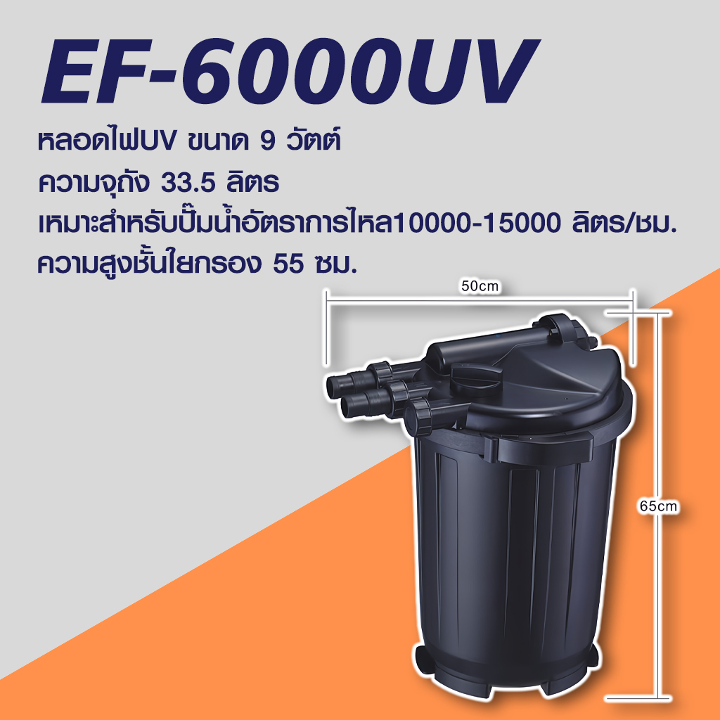ATMAN เครื่องกรอง รุ่น EF-4000uv EF-6000uv ถังกรอง ถังกรองนอกบ่อปลา ...