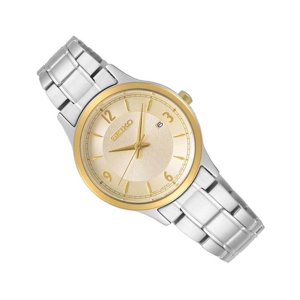 Karnvera Shop นาฬิกาข้อมือผู้หญิง Seiko Essentials Quartz Champagne Dial Ladies Watch SXDH04P1 ...