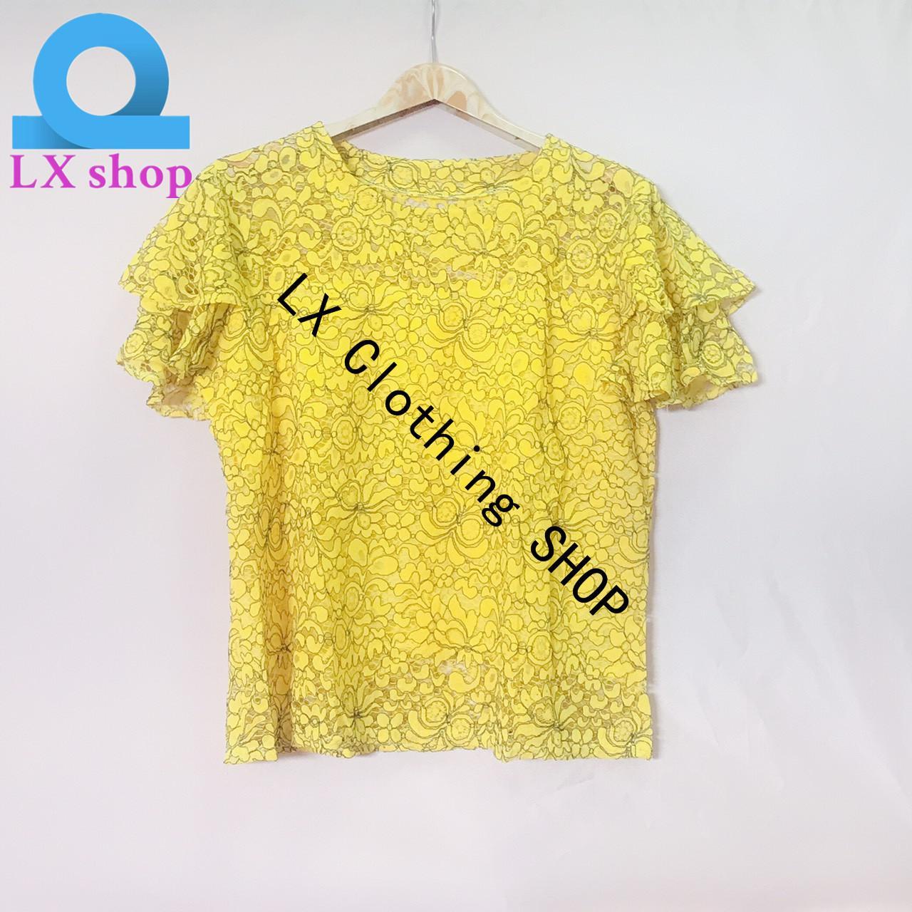 LX Clothingเสื้อลายลูกไม้หญิงโครเชต์ใหม่สวยหรูสไตล์เกาหลีปิดไหล่เสื้อ ...