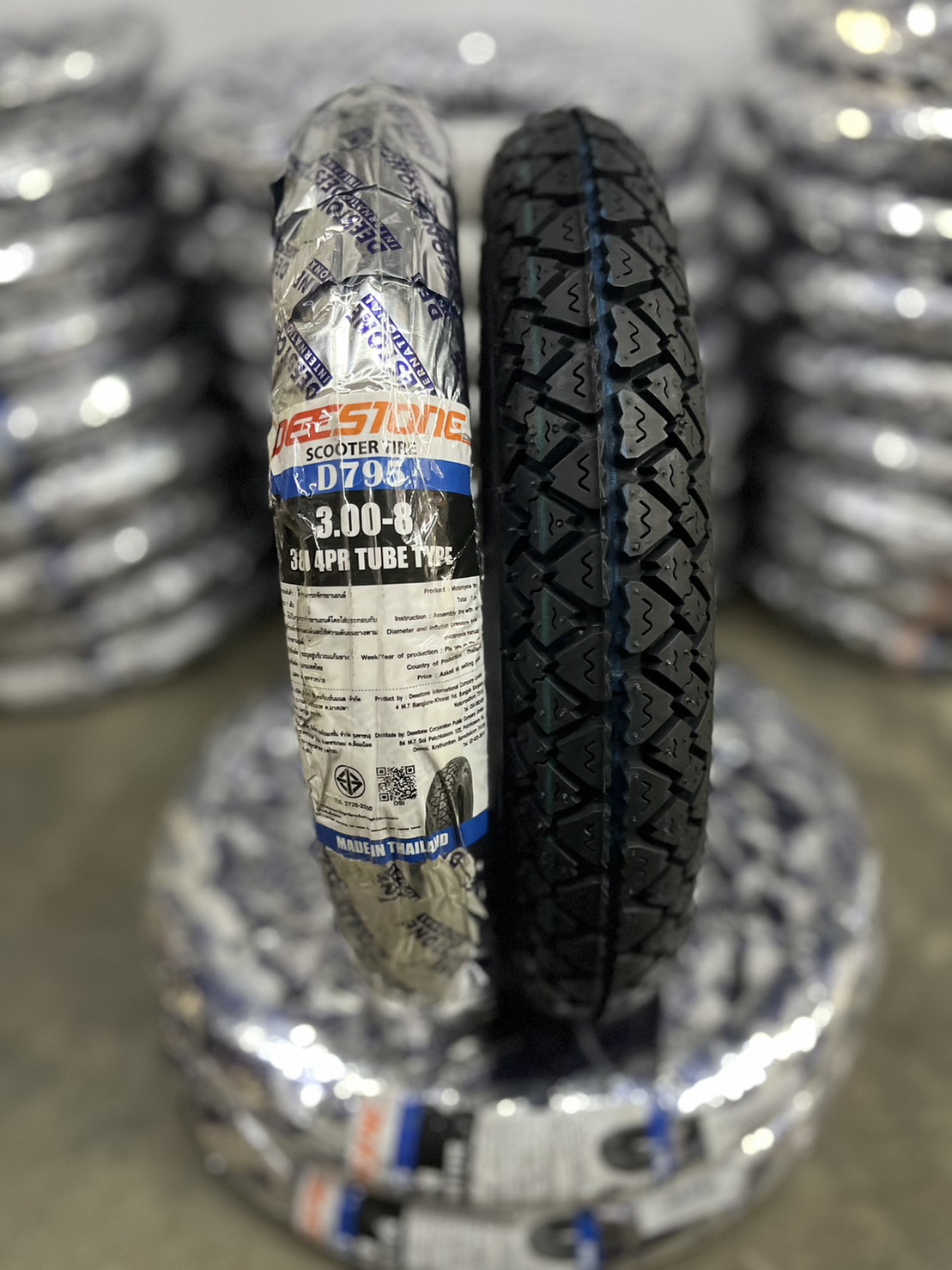 ยางนอกและยางใน (DEESTONE) 3.003.50-8 38J 4PR D795 E4 TT DS ใส่รถสามล้อ ...
