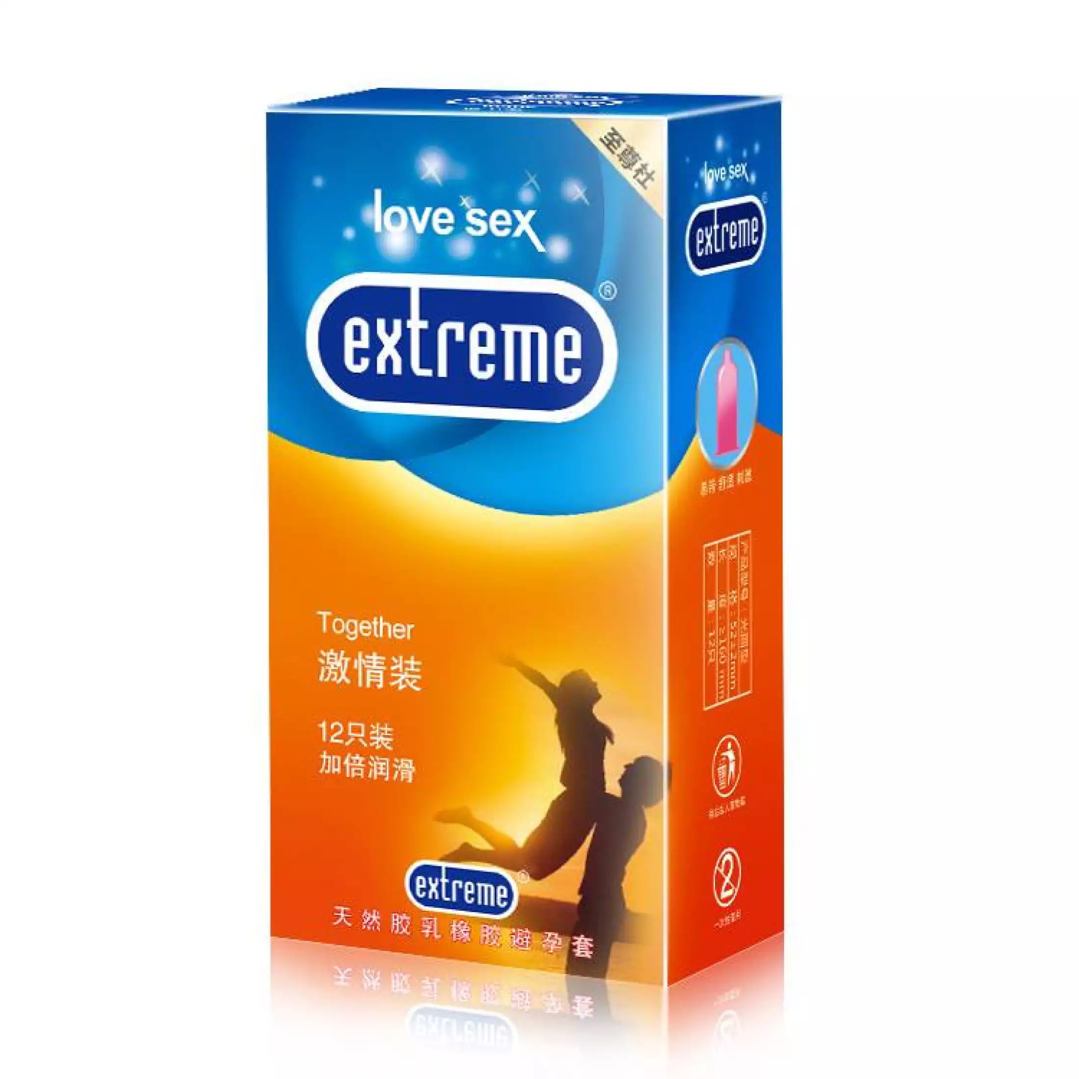 ถุงยางอนามัย Love Sex Together 1กล่อง 12 ชิ้น แบบผิวเรียบ กล่องสีส้ม