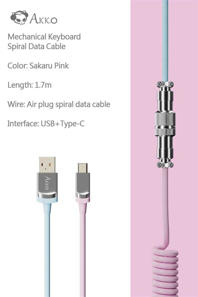 Akko Mechanical Keyboard Coiled Data Cable Type-C USB Air Plug Spring ...