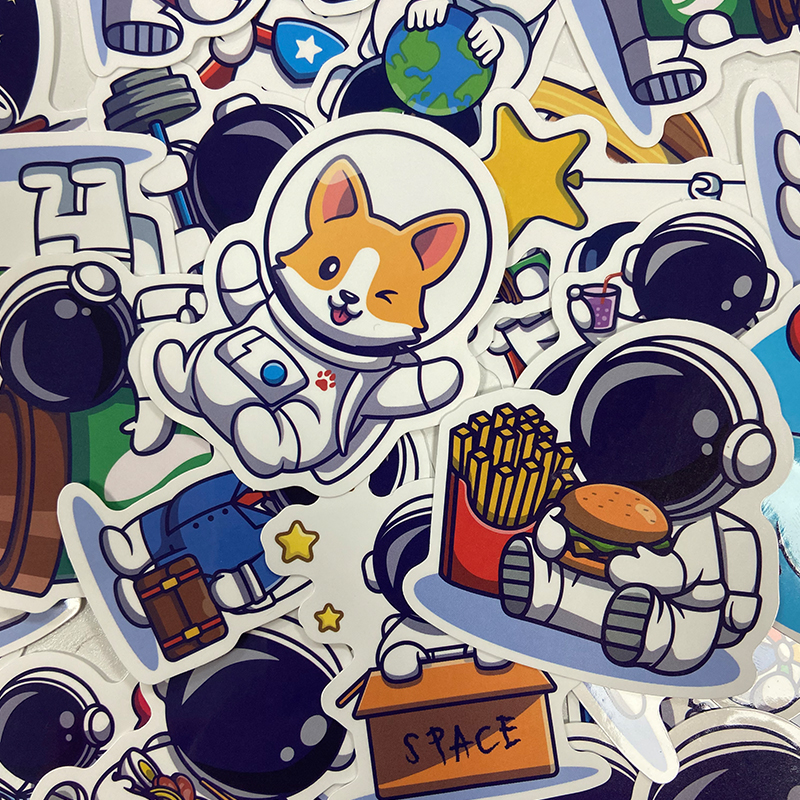 51Pcs Super Cute Astronaut Space Cartoon Stickers for Kids Waterproof ...