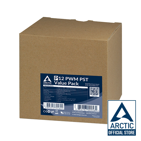 Arctic Official Store ARCTIC P12 PWM PST (BLACKBLACK) - 5 PACKS ...