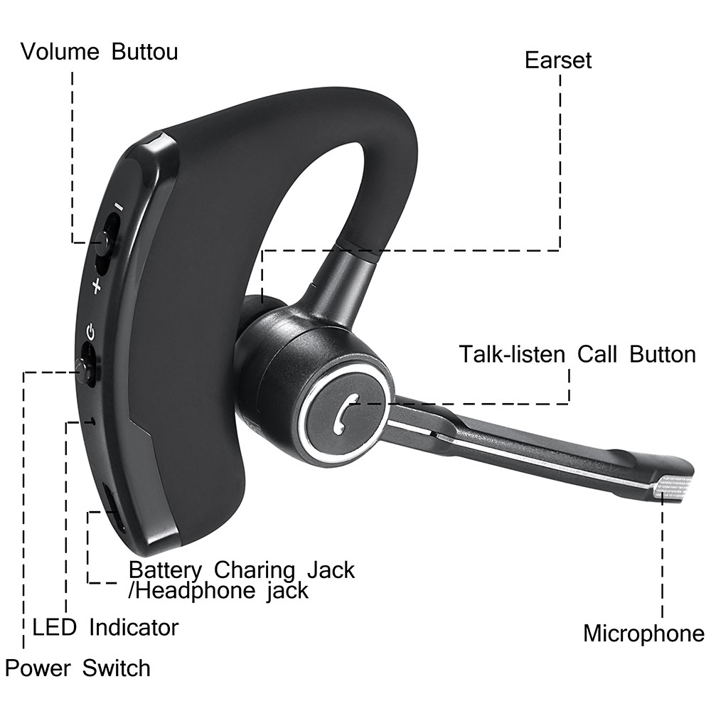 V8S Voice Control Business Bluetooth Headset Earphone Handsfree True ...