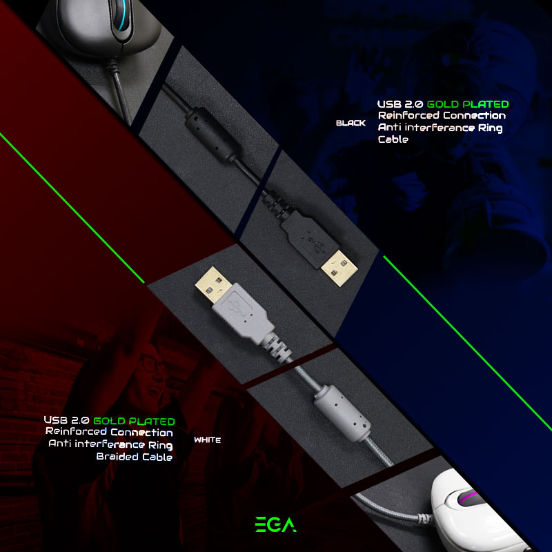 เมาส์เกมมิ่ง EGA Type M2 มีไฟ RGB มีให้เลือก 2 สี Black ปรับ DPI ได้ ...