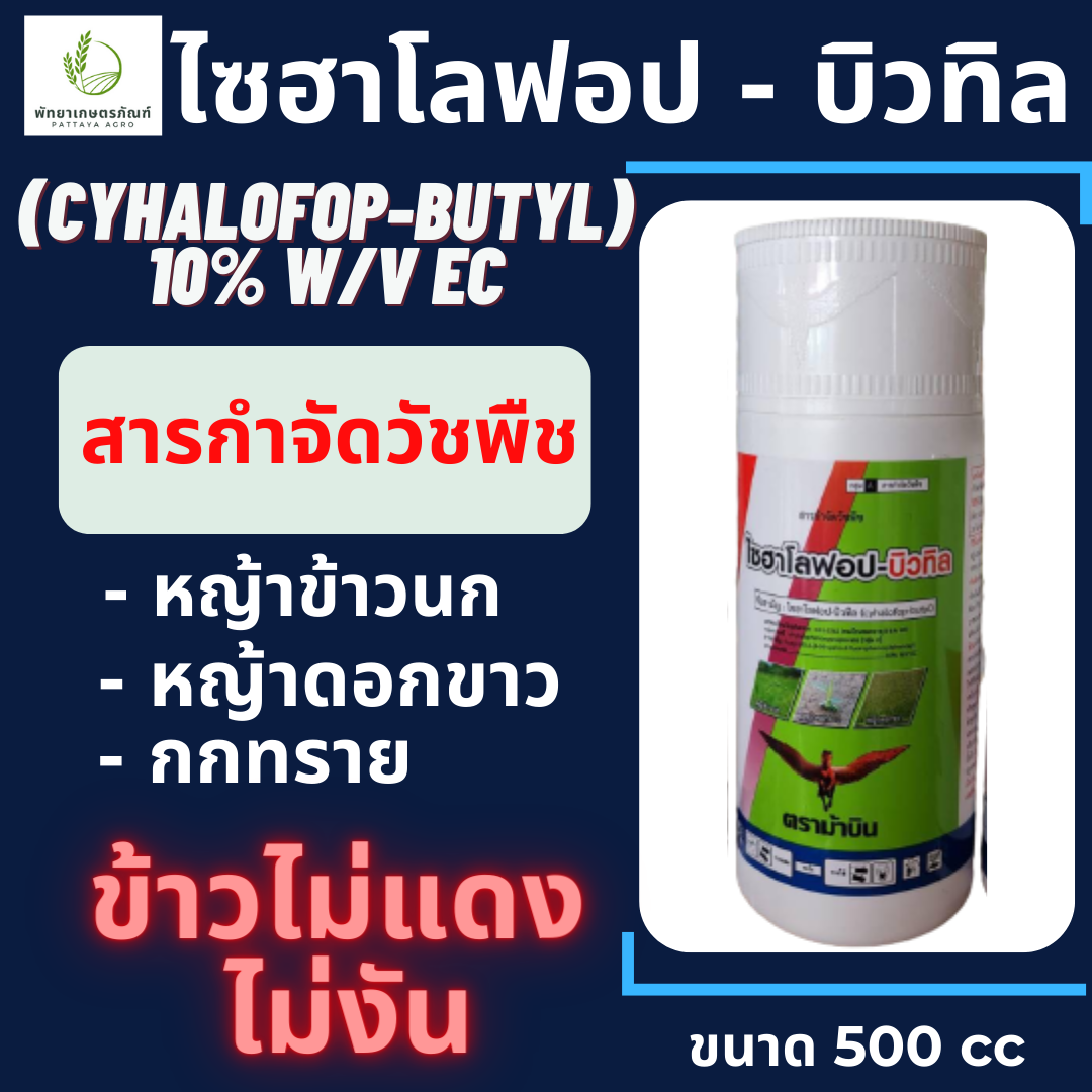 ไซฮาโลฟอป-บิวทิล ขนาด 500 CC ตราม้าบิน (Cyhalofop-butyl)10% W/V EC กำจัดวัชพืชใบแคบ หญ้าข้าวนก ...