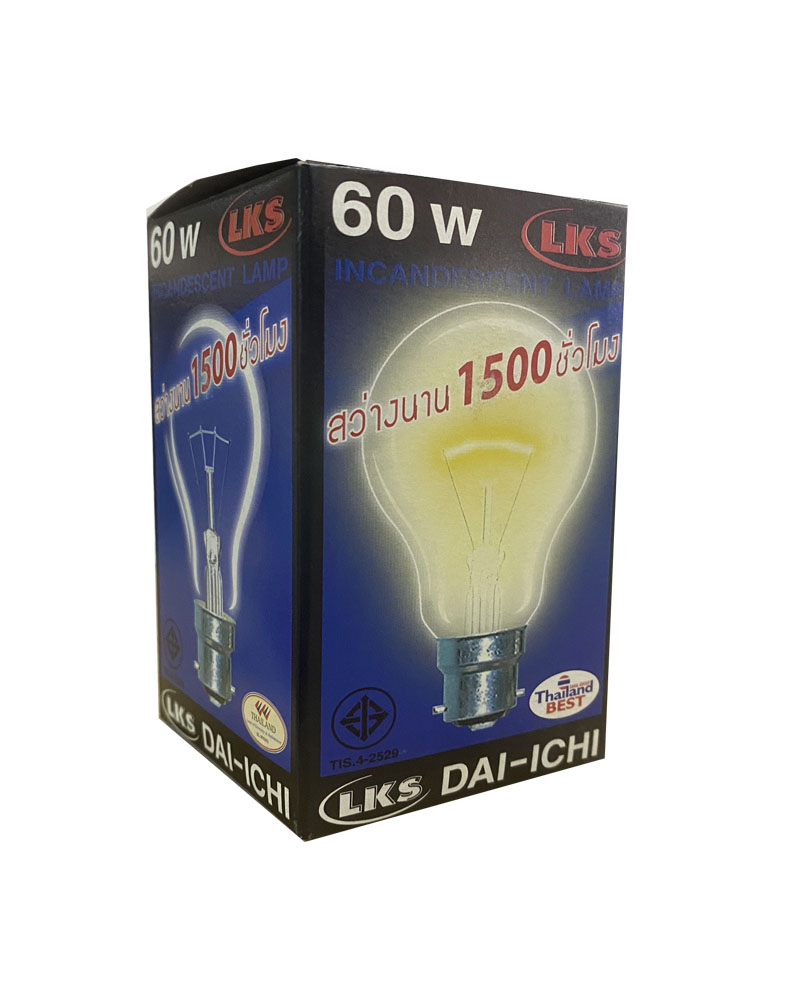 หลอดขั้วเขี้ยว DAI-ICHI หลอดใส เเสงเหลือง 25 40 60 150 W - เเก้วกิตติ ...