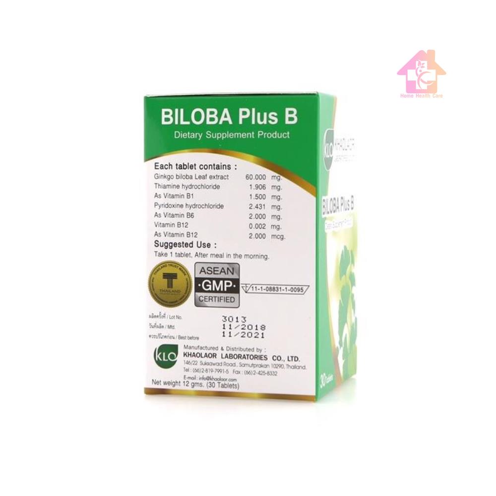 Khaolaor Biloba Plus B Ginko biloba leaf extract Plus Multi vitamin B ...