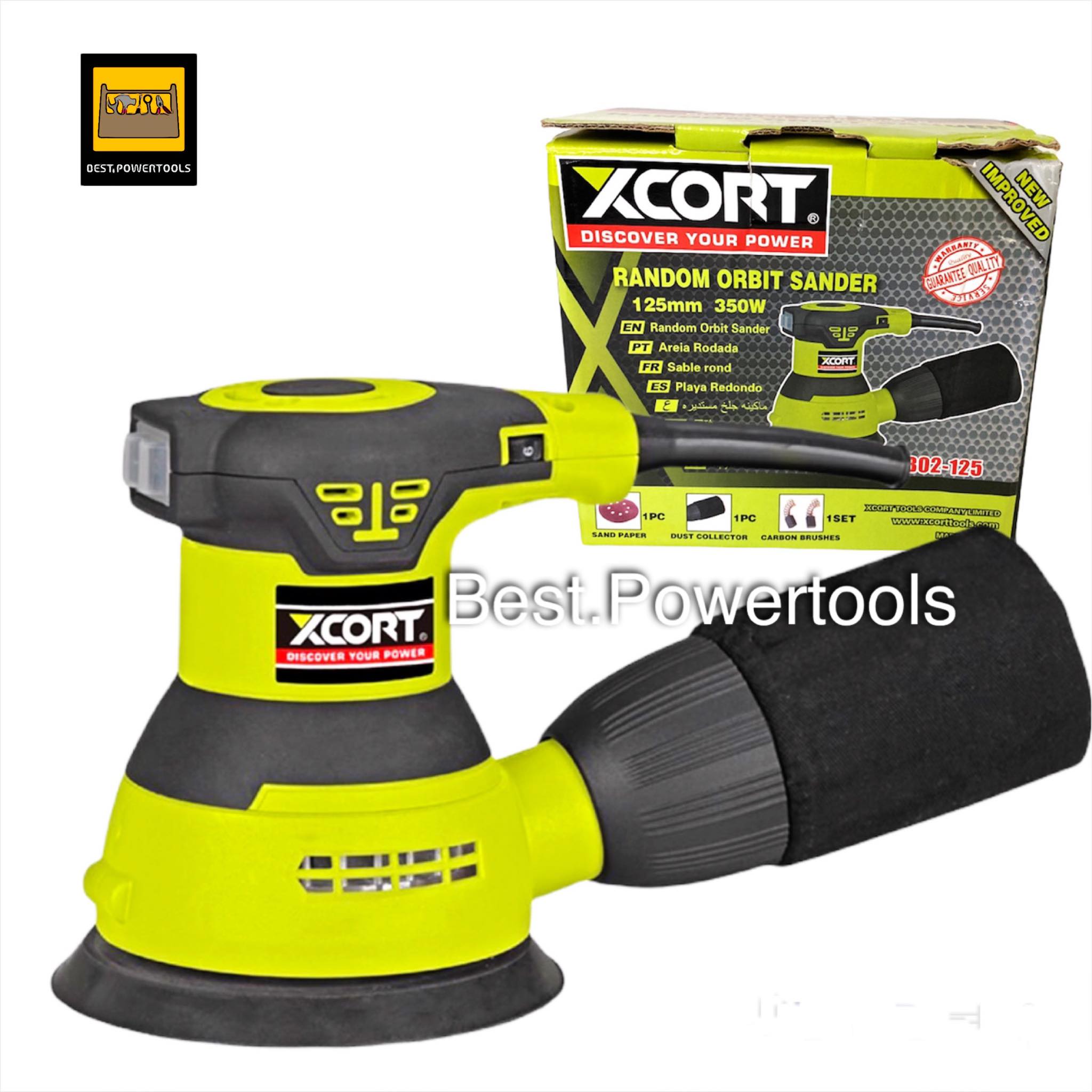 XCORT เครื่องขัดกระดาษทรายกลม 5 นิ้ว กำลัง 350 วัตต์ ปรับระดับได้ พร้อมถุงเก็บฝุ่น กระดาษทรายขัด ...