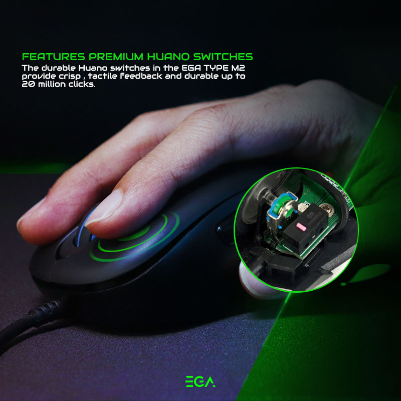เมาส์เกมมิ่ง EGA Type M2 มีไฟ RGB มีให้เลือก 2 สี Black ปรับ DPI ได้ ...