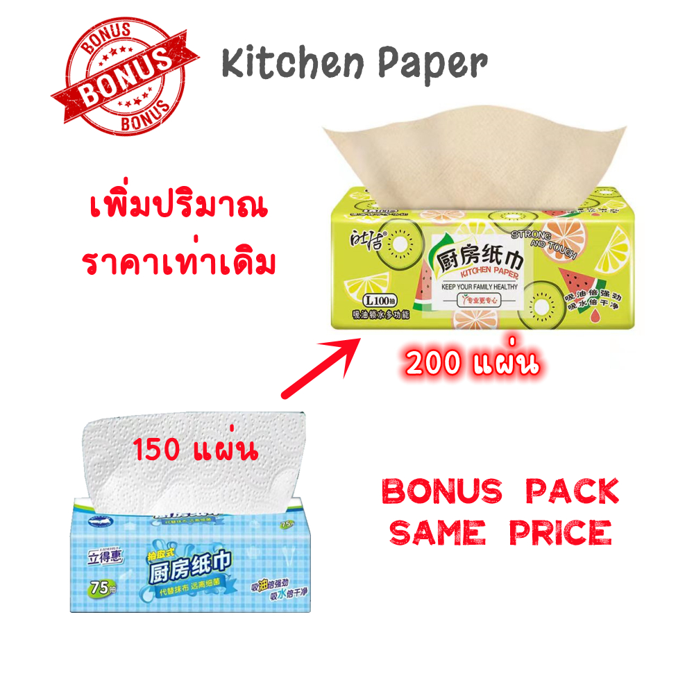 Kitchen tissue paper towel (2ม้วน 75แผ่น/ม้วน) กระดาษทิชชู่ กระดาษอเนก ...