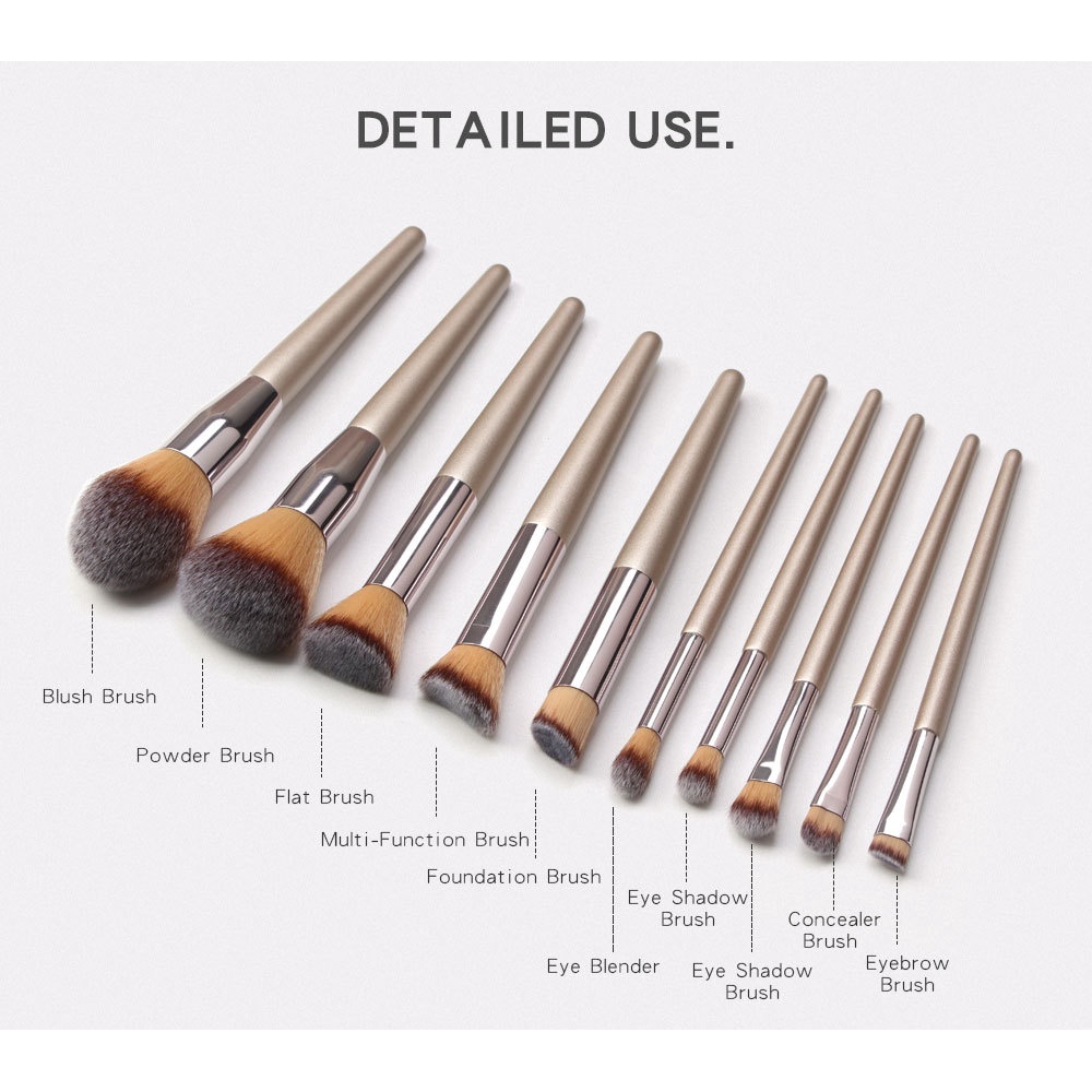 10Pcsset Professional Makeup Brush Set Soft Fur Beauty High Powder ...