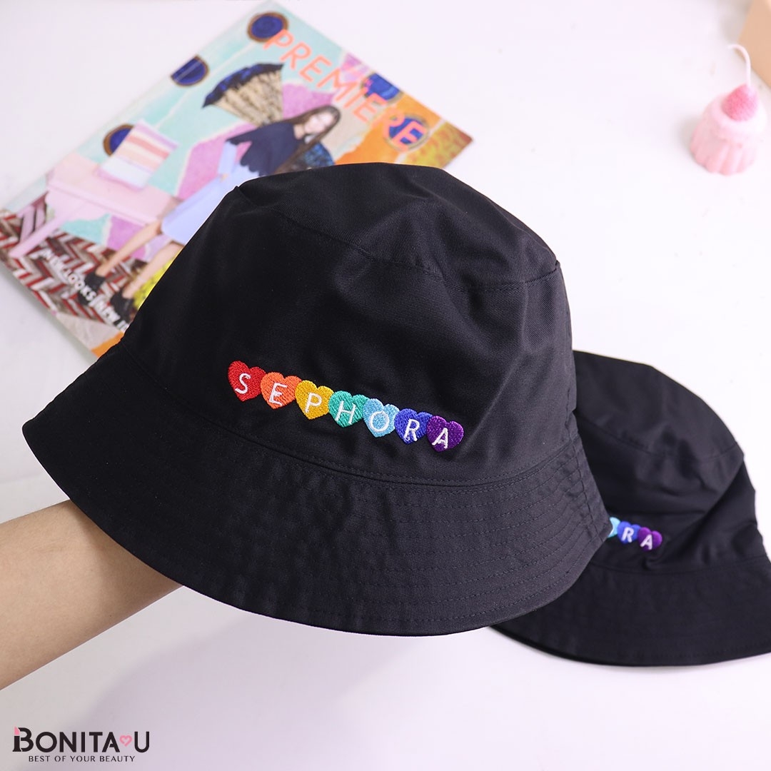 Sephora LGBTQ+ Bucket Hat (Love Always Win) หมวกสีดำ ปักสีรุ้ง Limited ...