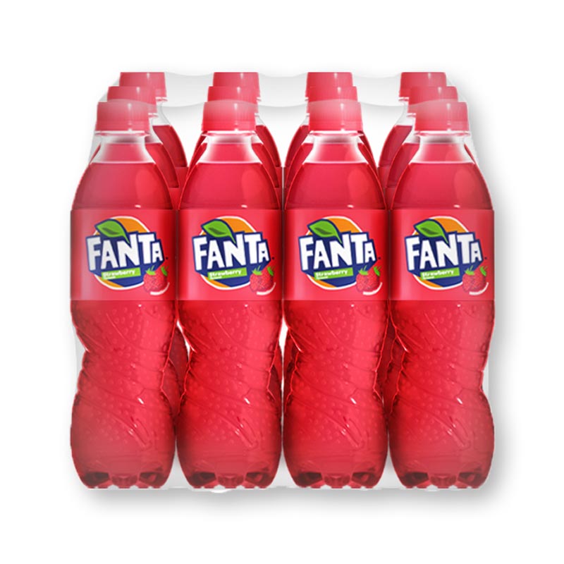 ส่งฟรี แฟนต้า น้ำอัดลม กลิ่นสตรอเบอร์รี่ 450 มล. แพ็ค 12 ขวดFanta Soft ...