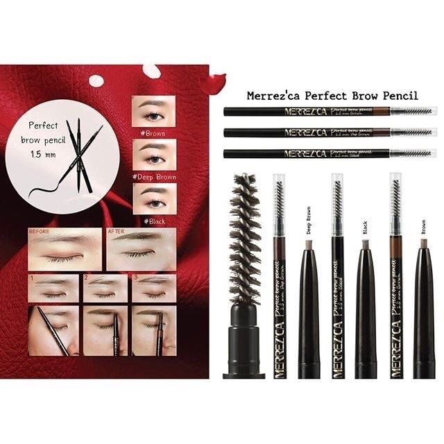 Merrezca HD Perfect Brow Pencil ดินสอเขียนคิ้วแบบหัวตัด เขียนง่าย ลื่น ...