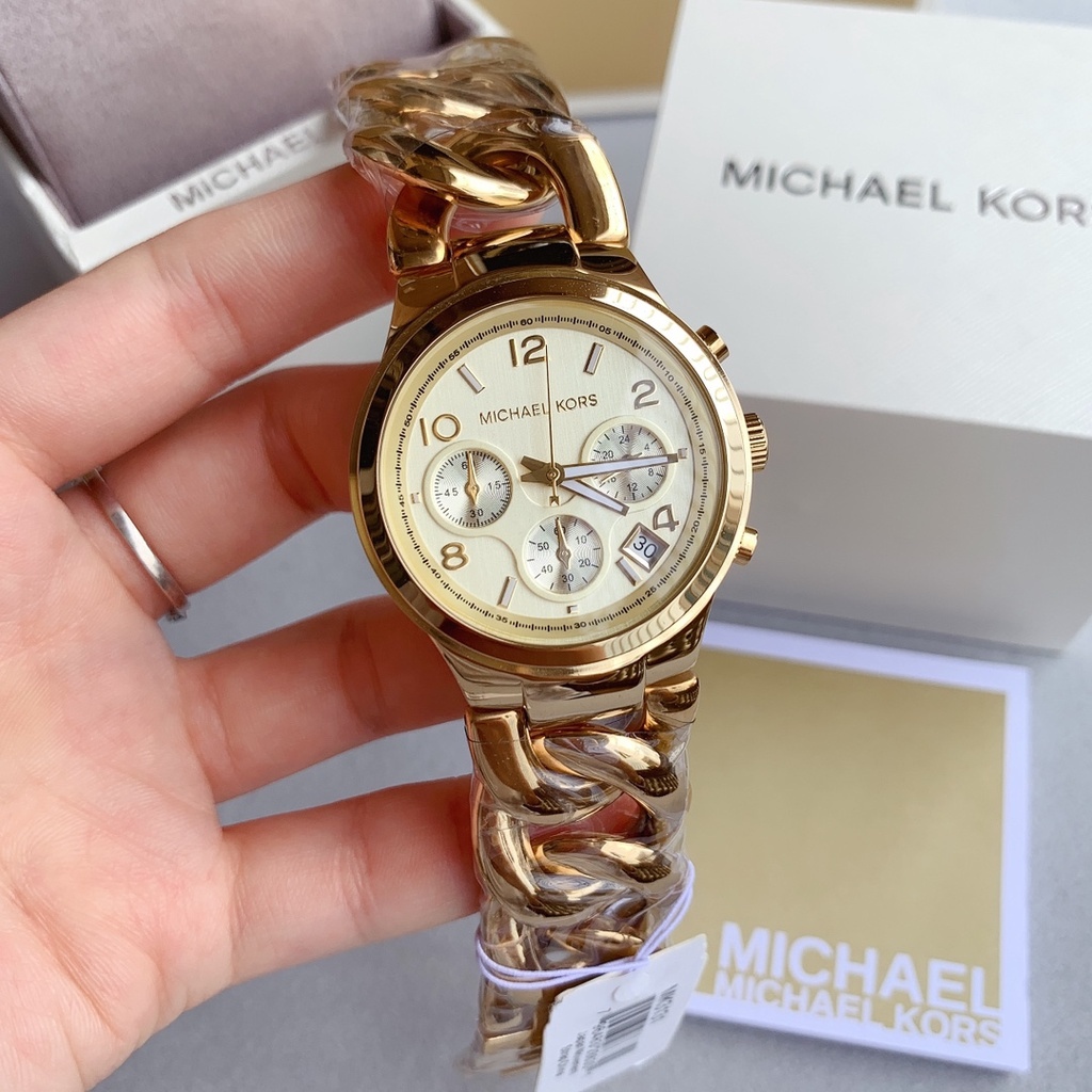 พร้อมสต็อก !free shipping ♥MICHAEL KORS Runway Twist Chronograph Gold ...