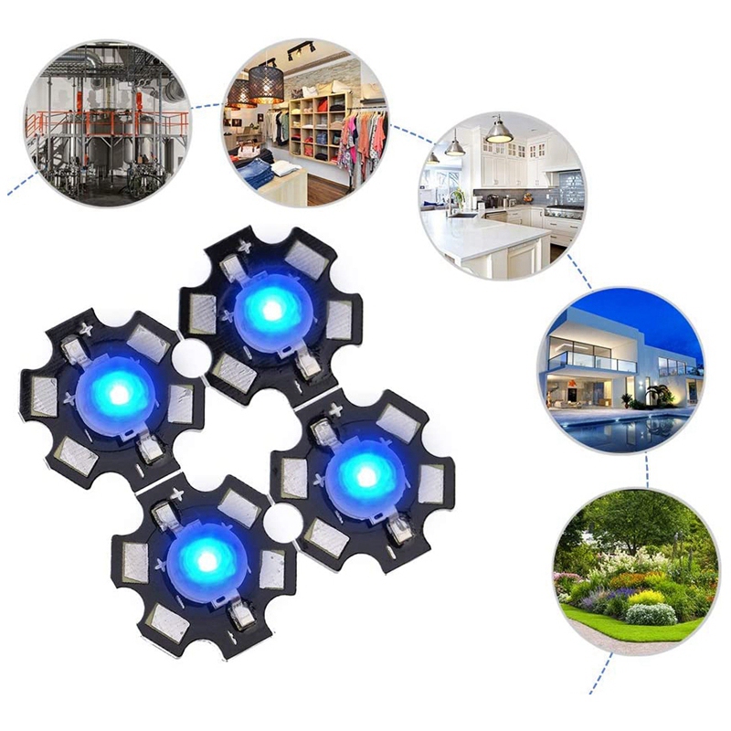 50Pcs 3W High Power LED Lamp Beads Royal Blue 445Nm with 20mm Black PCB ...