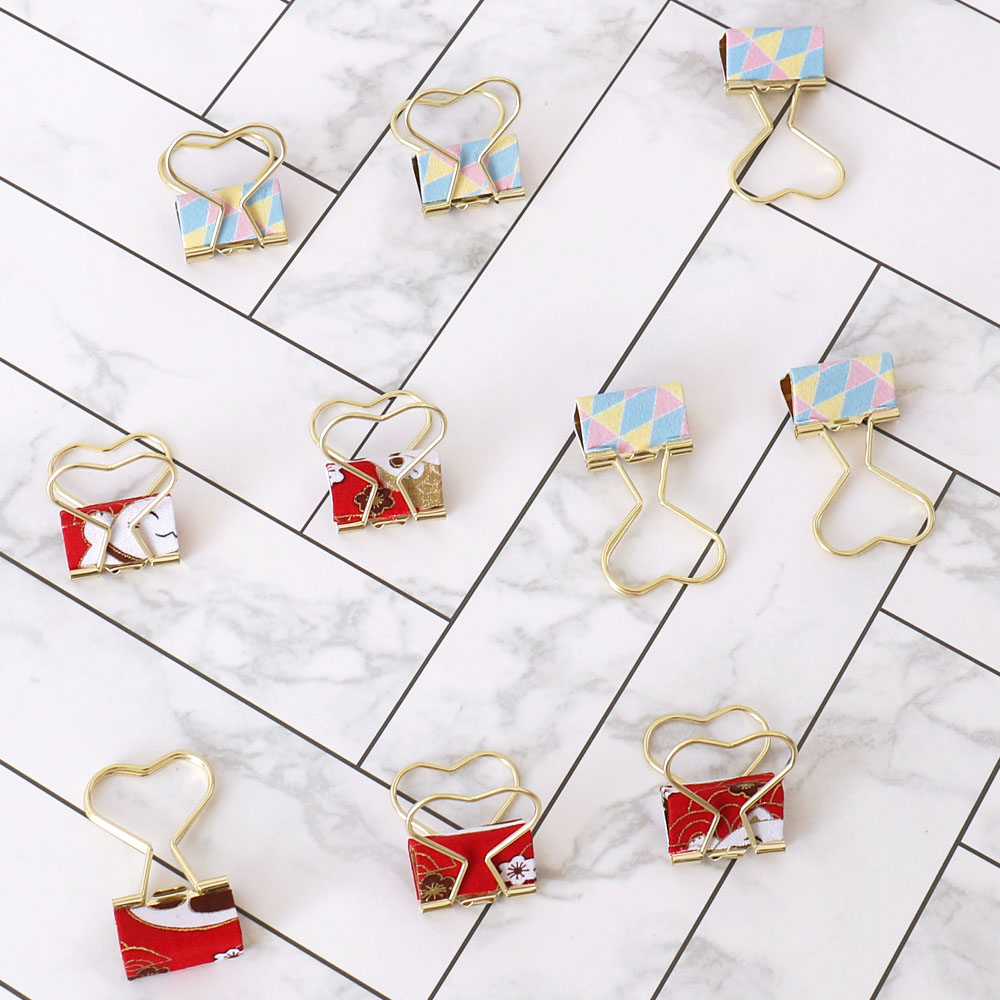 TUTU cute kawaii gold heart metal office school binder clip student ...