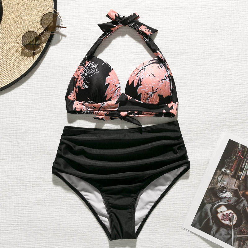Mossha High waist bikini set Halter bathing suit woman swimsuit female ...
