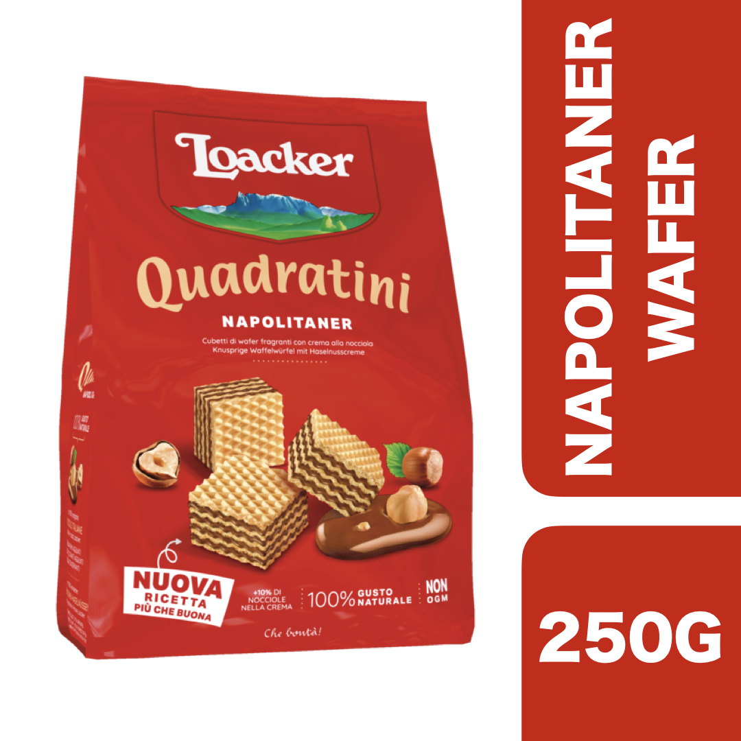 Loacker Wafer Quadratini Napolitaner Hazelnut 250g (Red) ++ ล็อคเกอร์ ...