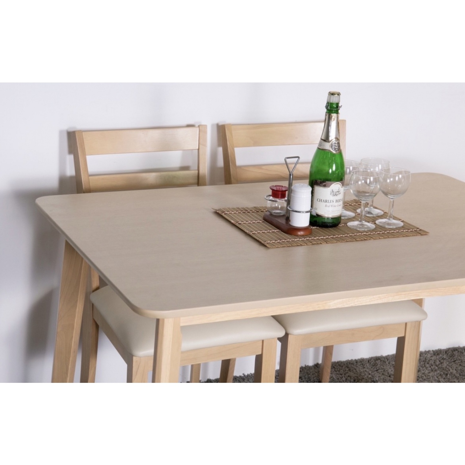 Dining set 4 seats table 120x80x75 cm chair 43x51x85.5 cm - oak ...