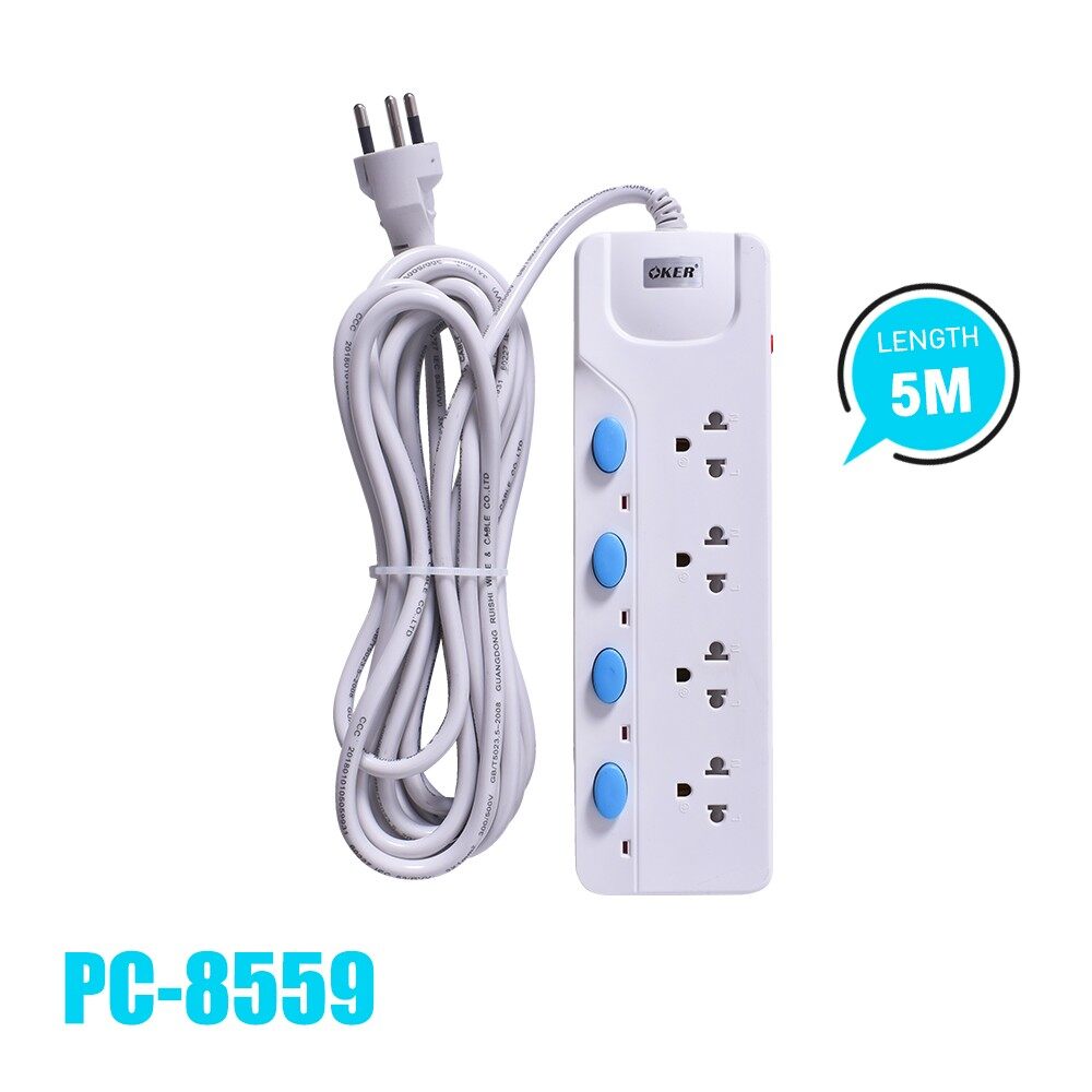 Oker รางปลั๊กไฟ รุ่น PC-8559 มี 4 เต้ารับ 4 สวิตซ์ สายไฟยาว 5 เมตร - MY ...