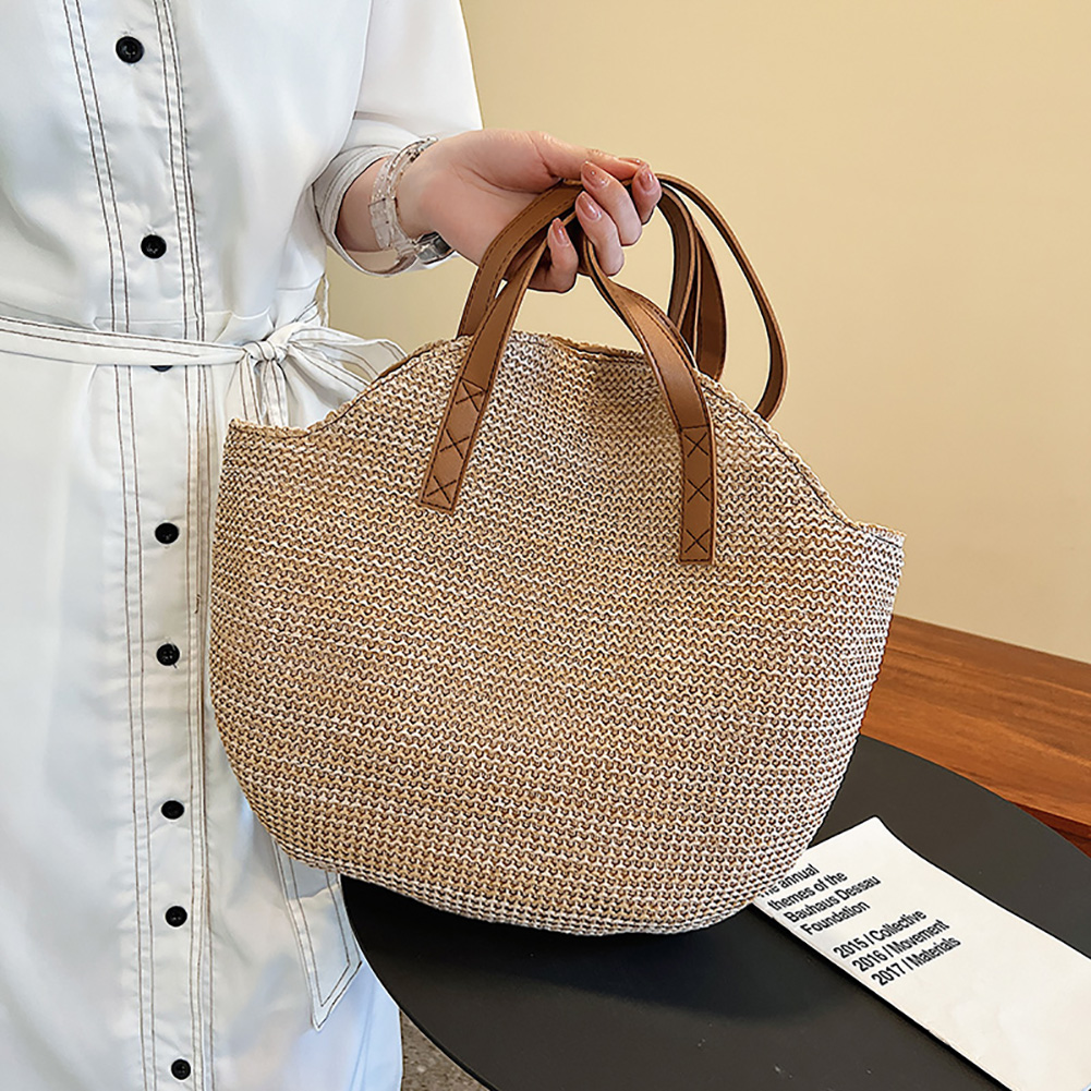 Handmade Woven Shoulder Bag Boho Summer Vacation Tote Straw Beach ...