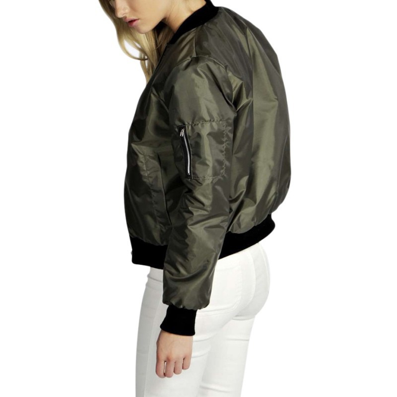 ashion Solid Loose Short Jacket Pocket Zipper Jacket hooded Outwear ...
