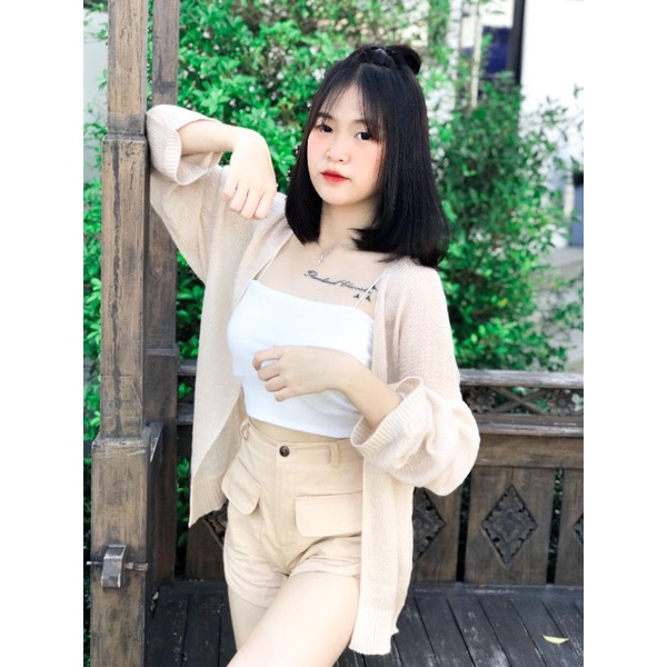 MesubShop ???? ชุดเซ็ต combo????????3ชิ้น ครอปสายเดี่ยว+เสื้อคลุม+กางเกงทรงบอลลูน♥️????แบบนี้ก็ ...