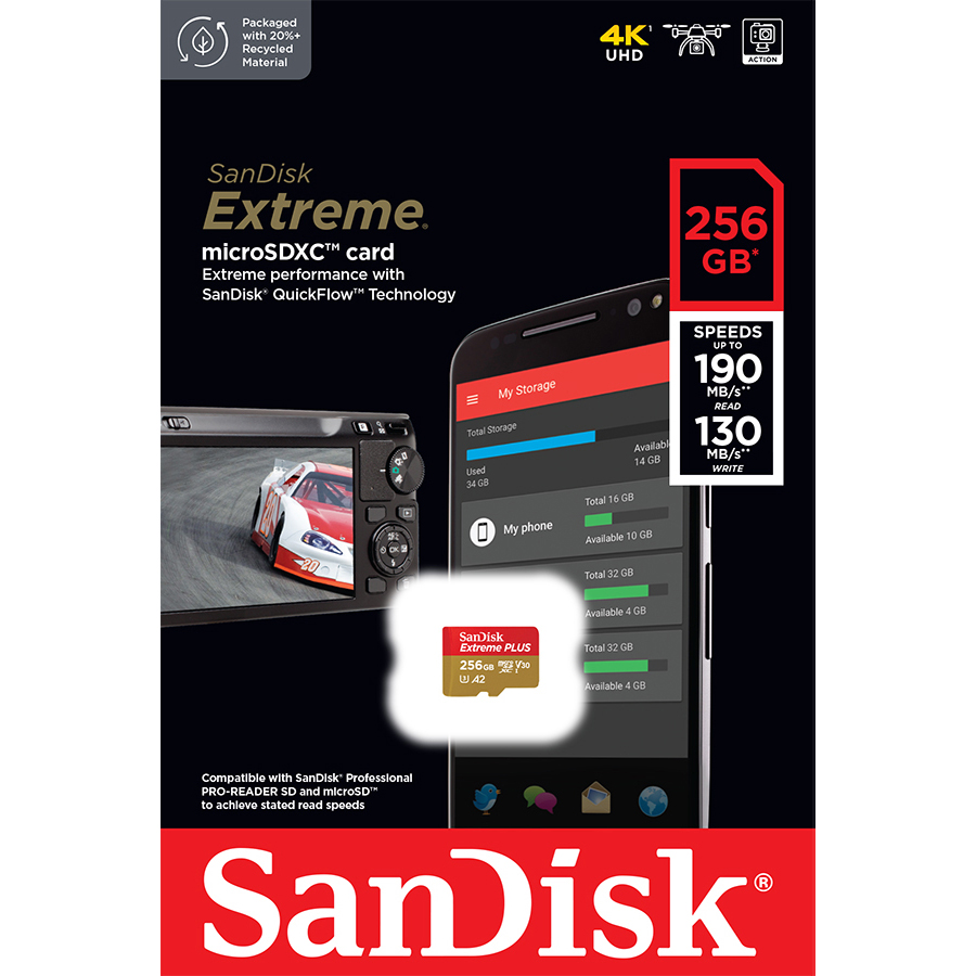 256 GB MICRO SD CARD (ไมโครเอสดีการ์ด) SANDISK EXTREME MICROSDXC CARD ...