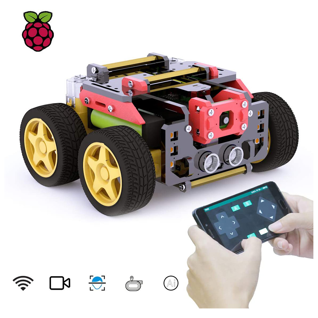 Adeept AWR 4WD WiFi Smart Robot Car Kit DIY Robot Kit With OpenCV Target Tracking Real-Time ...