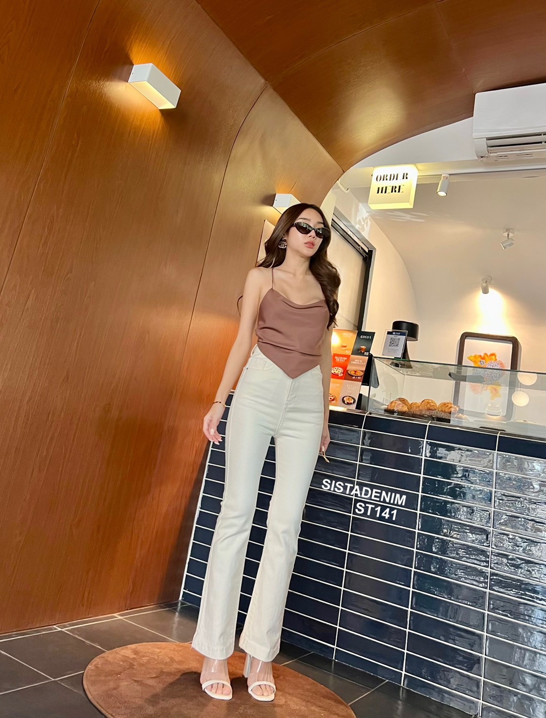 ST141 กางเกงยีนส์ขาม้าสีขาว - Sista Denim - ThaiPick