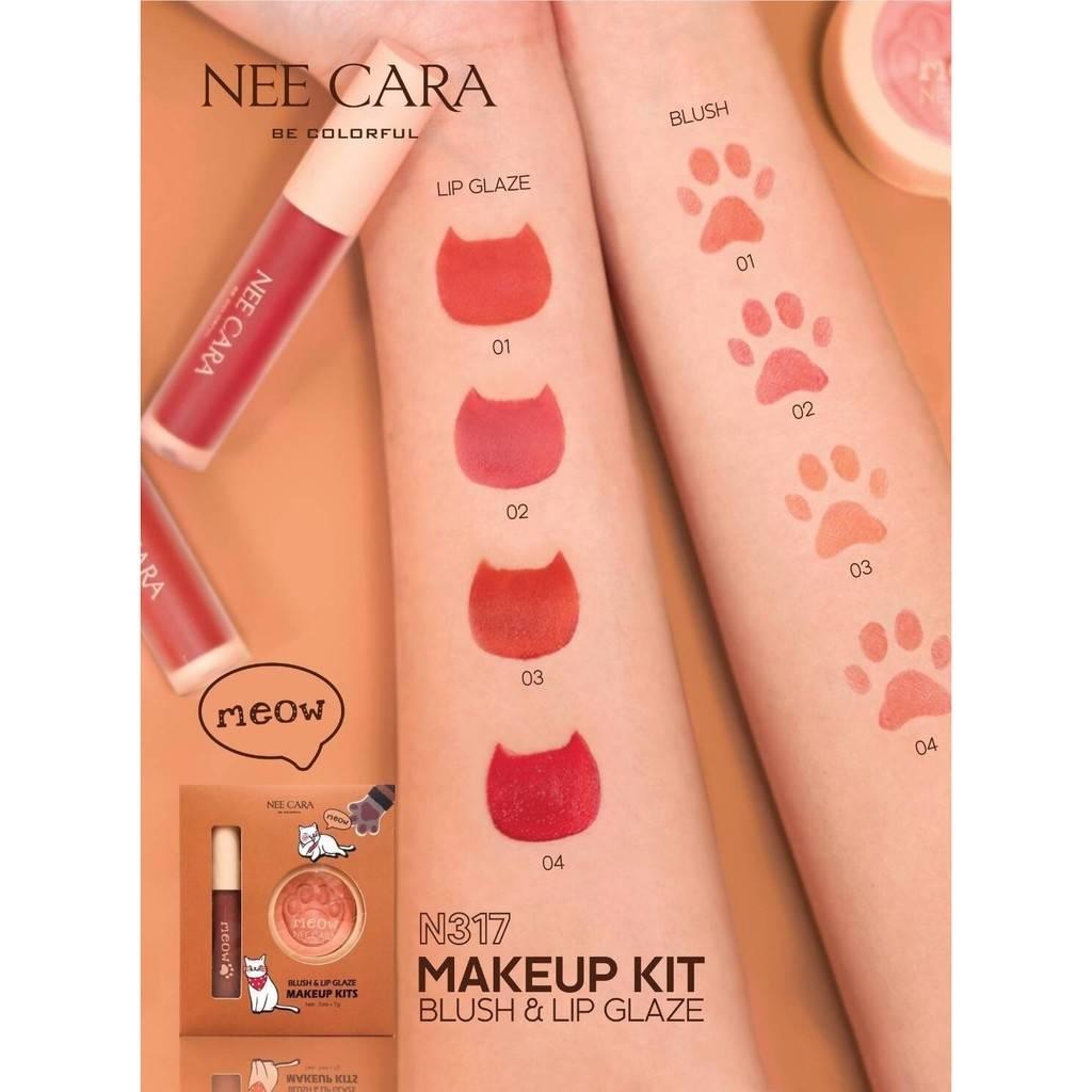 NEE CARA MEOW BLUSH&LIP GLAZE MAKEUP KITS (N317) : NEECARA บลัช ลิปเกรซ ...