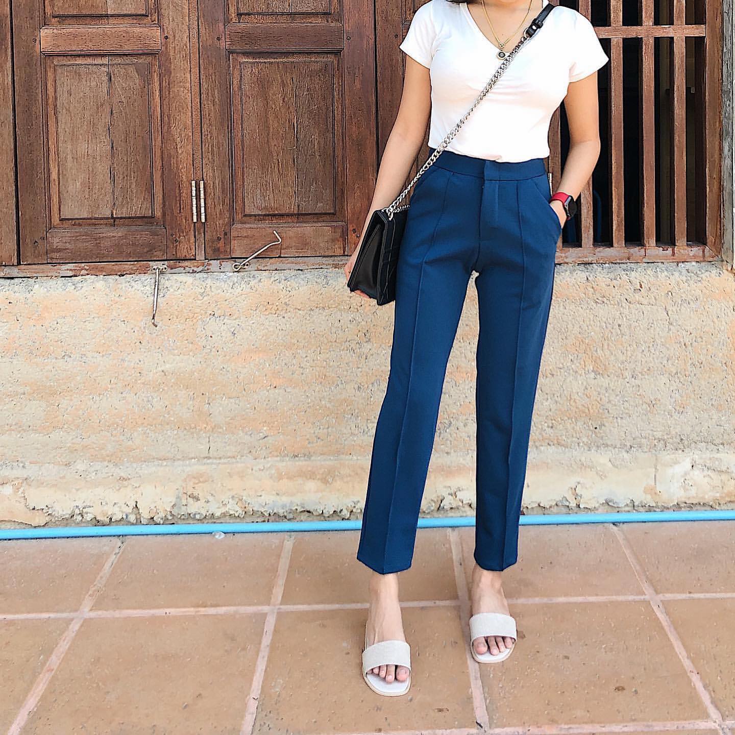 🌈Spinny House🌈 กางเกง7ส่วน ผ้าโรเชฟ ซิบหน้า ตีเกร็ดหน้าผ้าหนาทรงสวย กางเกงโรเซฟ ชักไม่เป็นขุย ตี ...