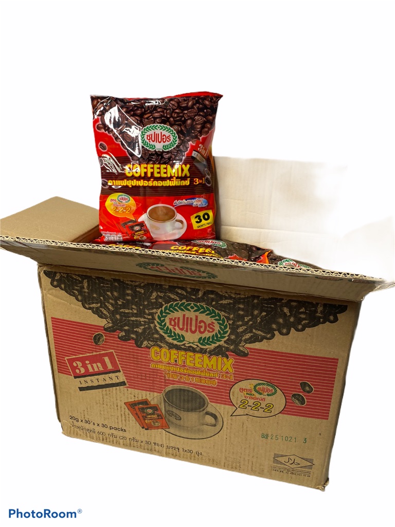 กาแฟซุปเปอร์ SUPER COFFEE MIX !!3in1 20g 1ลัง/บรรจุ 29แพค/จำนวน 870 ซอง ...
